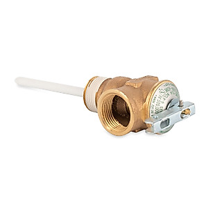 Camco Automatic Temperature and Pressure Relief Valve with Extension Probe and Lever | Features an All Brass Body with a Stainless Steel Pressure Spring | (10473), Silver/Pewter