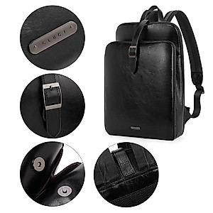 CLUCI Womens Backpack Purse Genuine Leather 15.6 Inch Laptop Vintage Travel Large Business Shoulder Bag Black