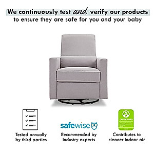 DaVinci Piper Upholstered Recliner and Swivel Glider in Grey with Cream Piping, Greenguard Gold & CertiPUR-US Certified