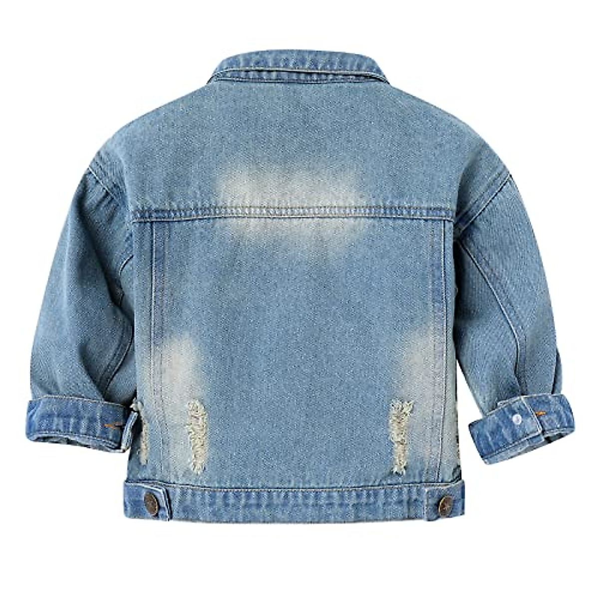 IBTOM CASTLE Toddler Baby Boy Girls Denim Jacket Top Button Down Basic Ripped Hoodie Jeans Coat Kid Cowboy Outwear Casual Outwear Photo Shoot Western Wild West Clothes for Kids Light Blue 2-3 Years