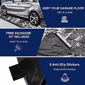 ZOMOFEW Containment Mat with Squeegee,(8'6" x 20'),Non-Slip Garage Floor Mat - Heavy Duty Waterproof Protection from Snow, Rain and Mud for Cars