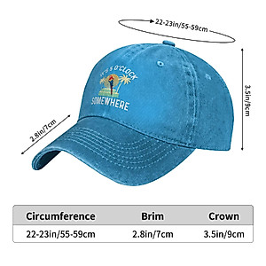 Philysonic Blue Baseball Hat for Men & Women, 5 O'clock Somewhere, Adjustable, Graphic, Unisex