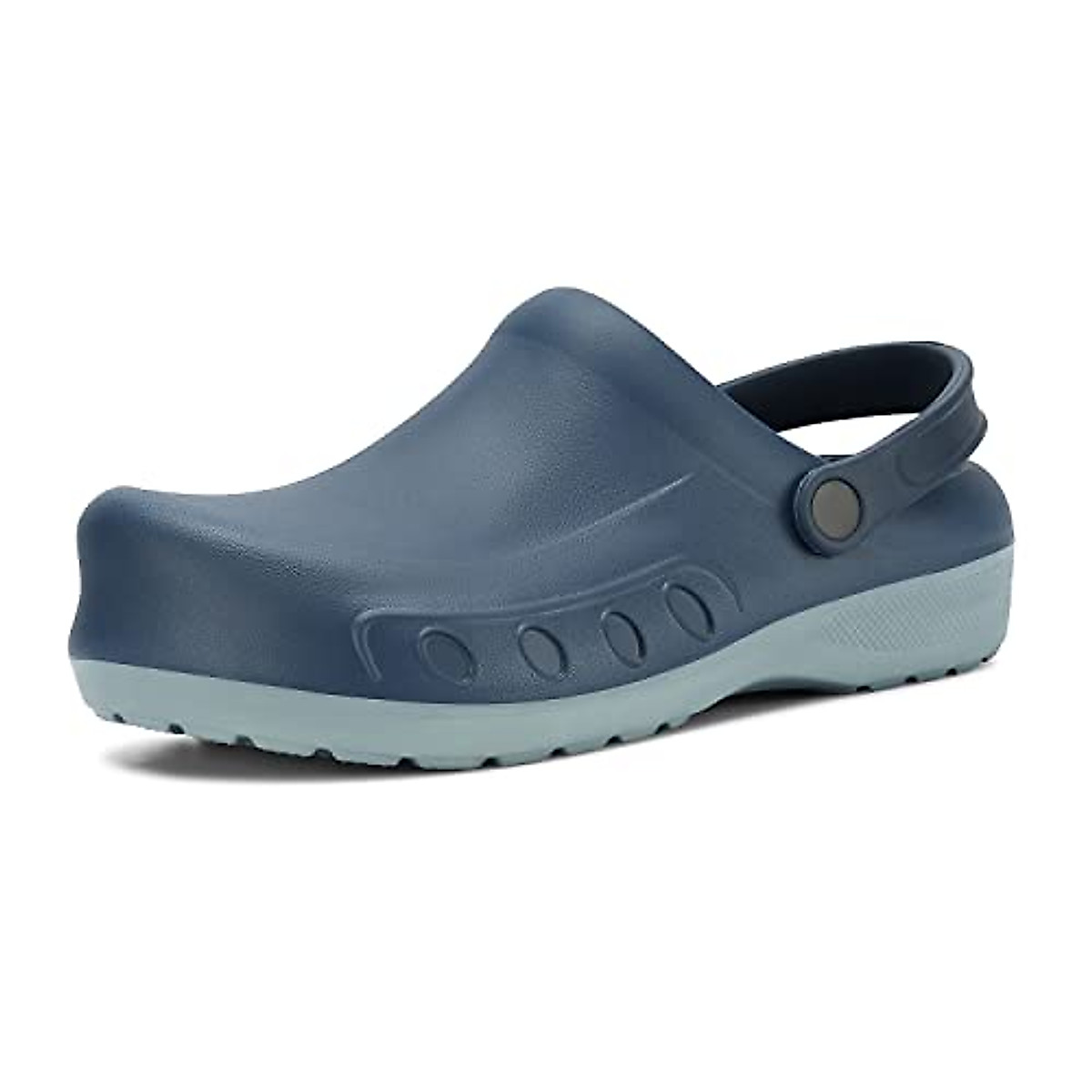 FitVille Wide Chef Shoes Men Clogs with Arch Support, Slip Resistant Garden Work Shoes for Men, Blue Grey, Size 9