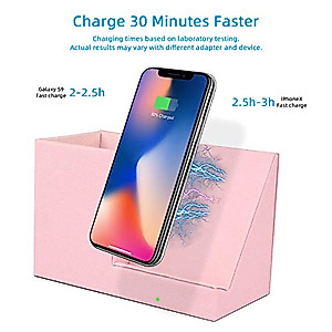 15W Pink Wireless Charger,Fast Wireless Charger Desk Stand,Qi Certified Charging Dock with Pen Holder Storage for iPhone 12/11/Xs MAX/XR/XS/X/8, Samsung S10/S9/S9+/S8/S8+/Note 10（No AC Adapter）