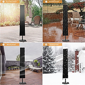 Dokon Patio Umbrella Covers Waterproof Outdoor Market Umbrella Cover Heavy Duty 600D Oxford Fabric Anti-Fading UV Resistant Umbrella Parasol Cover for 9ft to 12ft Market Umbrella - Black