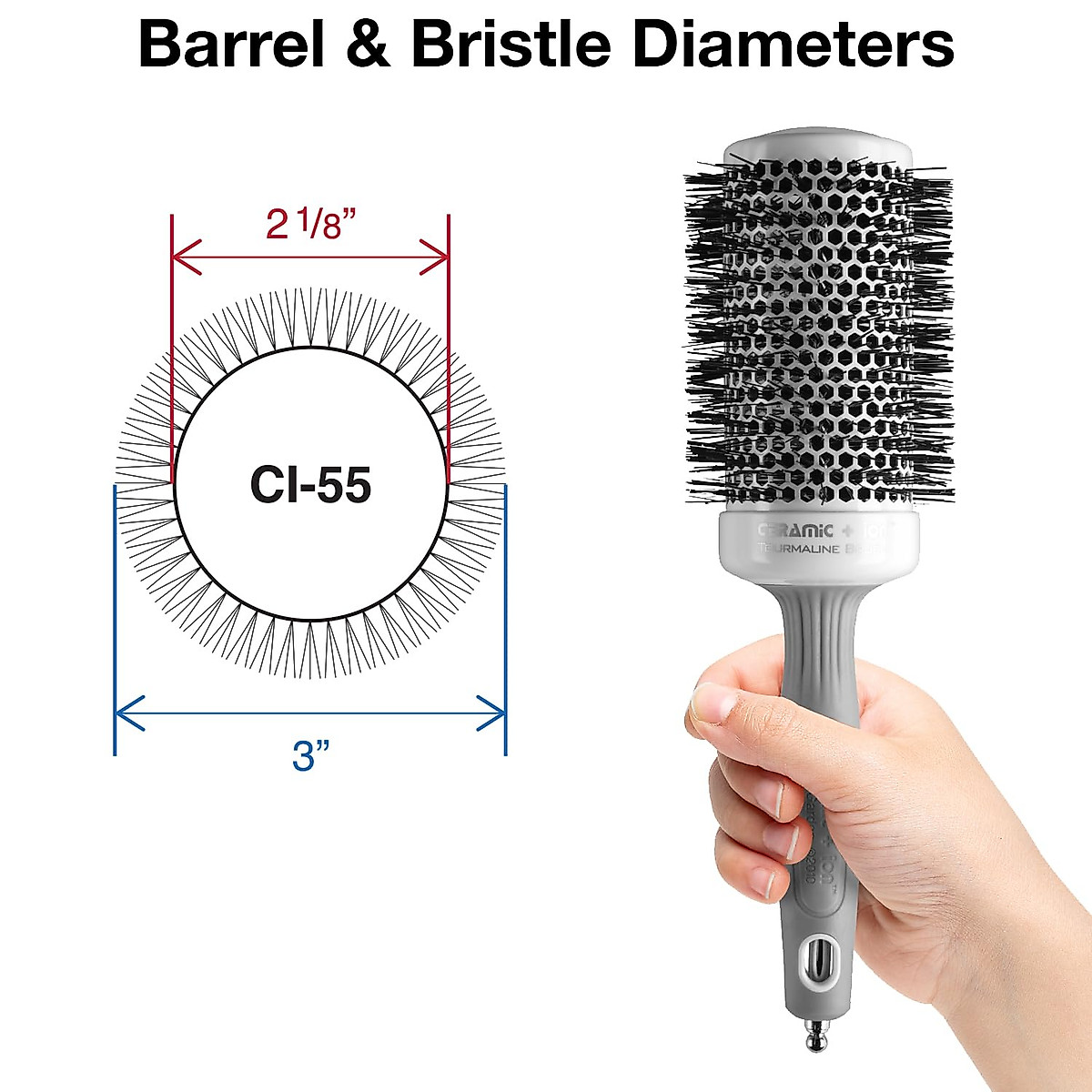 Olivia Garden Ceramic and Ion Thermal Brush, 2 1/8 Inch