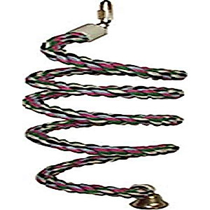 A&E Cage Company HB552 Happy Beaks Cotton Rope Boing with Bell Bird Toy, 0.75 by 66", Multicolor