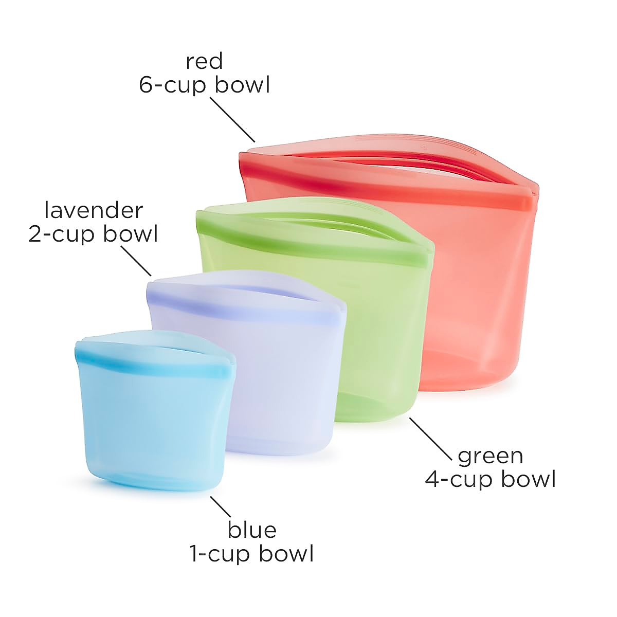 Stasher Premium Silicone Reusable Food Storage Bags, 4-Pack, Multi | Multi-Use Food Storage Bags, Lunch Bag, Travel Containers | BPA Free, Leak-free, Dishwasher-Safe, Eco-friendly