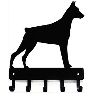The Metal Peddler Doberman Dog - Key Holder for Wall - Small 6 inch Wide - Made in USA; Home Organization; Foyer, Hallway, Office