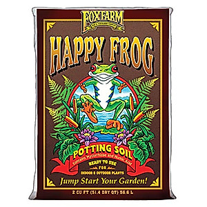 Fox Farm FX14047-2PK FOXFARM FX14047 pH Adjusted Happy Frog Organic Bags 2 CUFT, Brown Potting Soil