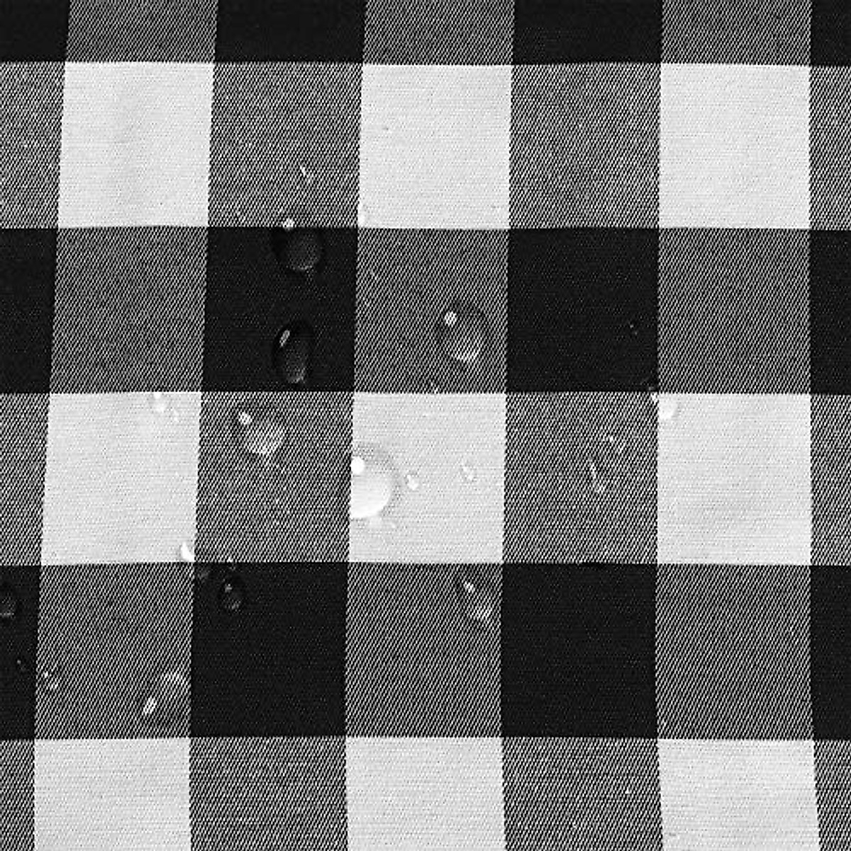 Barossa Design Buffalo Check Shower Curtain: Cotton Blend Plaid Woven Texture & Machine Washable, Water-Repellent, Rustic Farmhouse Style for Bathroom - Black and White, 71x72 Inch