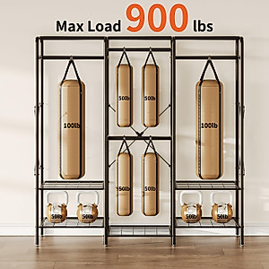 JOISCOPE Wire Garment Rack, Max Load 900 LBS Heavy Duty Clothes Rack for Hanging Clothes, Large Clothing Rack Free Standing Wardrobe Closet Organizer with 4 Rods & 5 Shelves, Black