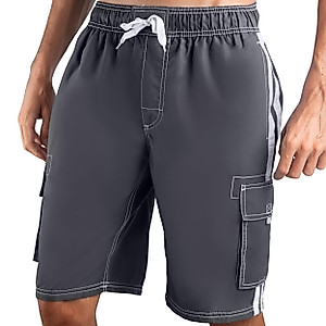 Kanu Surf Men's Standard Barracuda Swim Trunks (Regular & Extended Sizes), Charcoal, Large
