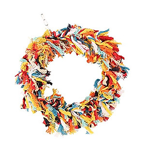 Balacoo Bird Swings Cotton Rope Hanging Perch Wreath Parrot Bite Toy Bird Beak Grinder Stand Ring Xmas Tree Ornament for Parakeets Cockatiels Macaws Finches