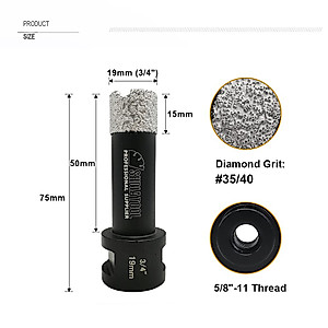 SHDIATOOL 3/4“ Diamond Drill Bits 1-3/8” Beveling Chamfer Bits Set for Porcelain Ceramic Tile Marble for Angle Grinder