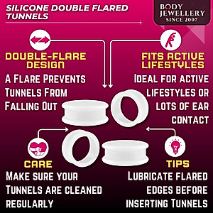 bodyjewellery 1 1/8 Inch 28.0mm White Double Flare Tunnels Ear Plugs SI01 wholesale Lot AAHS Ear s Stretching Stretchers bulk Piercing 4Pcs