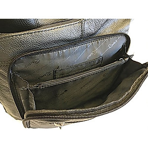 Roma Leathers Stylish Leather Locking Concealment Crossbody Purse, Black