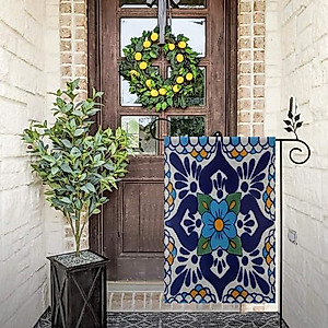 Double-sided garden flag Talavera Mexican Tile Outdoor Flag Garden Flag Yard Outdoor Decoration （12×18in）.