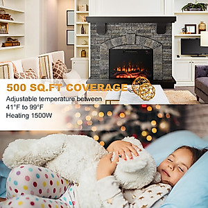 45 Inch Electric Fireplace with Mantel, Tall Fire Place Heater Freestanding with Remote Control Timer LED Flame for Living Room Bedroom, Gray