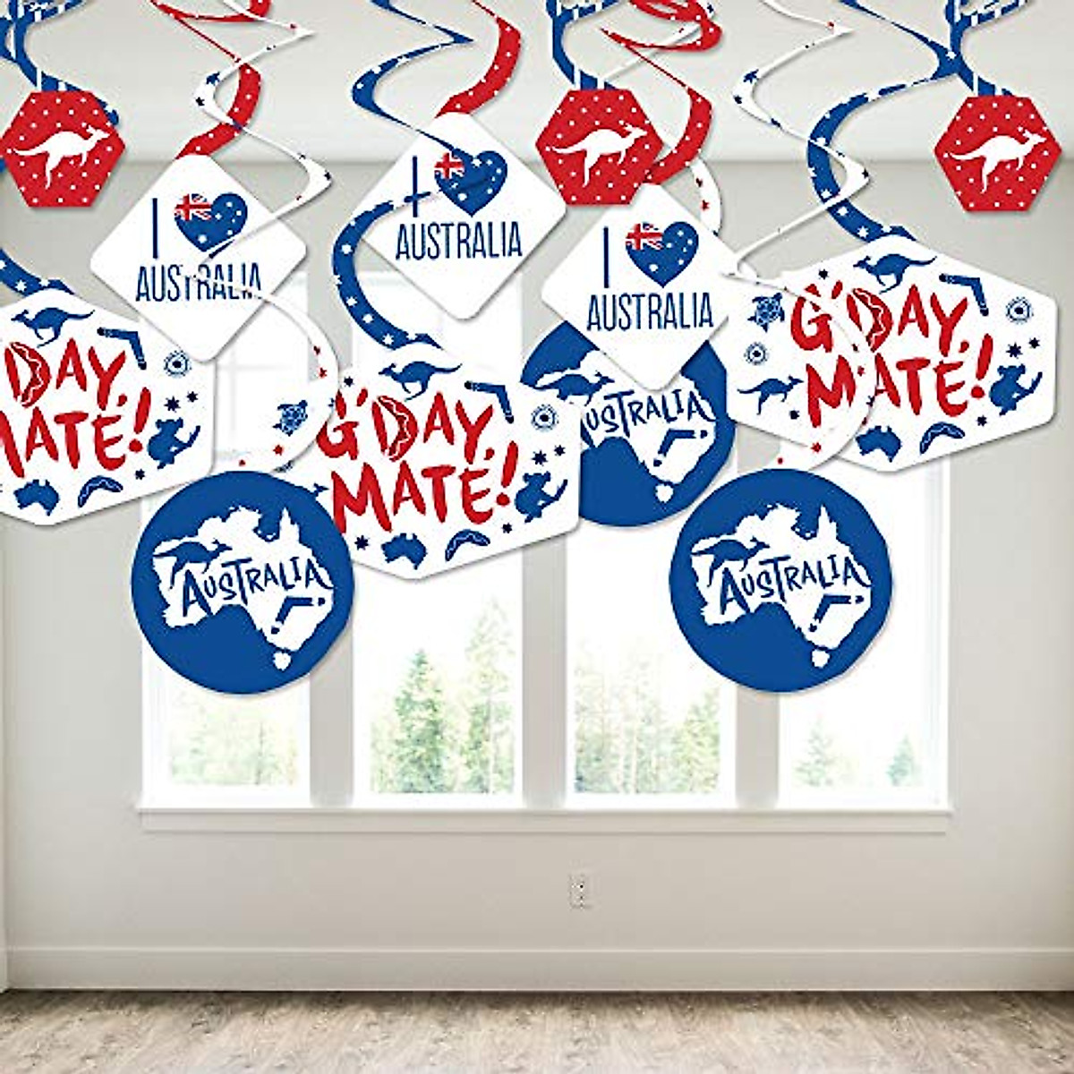 Big Dot of Happiness Australia Day - G’Day Mate Aussie Party Hanging Decor - Party Decoration Swirls - Set of 40