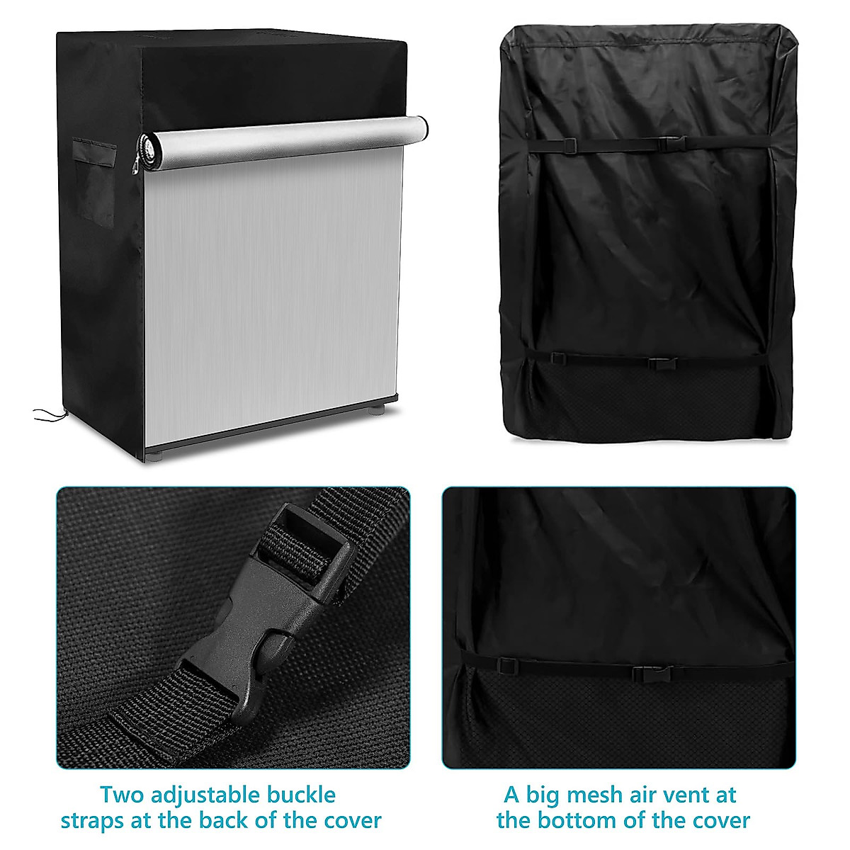 MUTUSHI Outdoor Upright Freezers Cover for 3.0 Cubic Compact Mini Freezer Waterproof & Dustproof Freezers Cover with Double Zipper for Protecting Upright Freezers (22" W x 23" D x 34" H, Black)