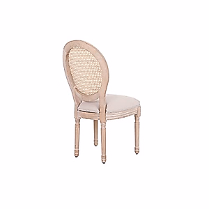 Henf French Country Dining Chairs Set of 2,Vintage Dining Chairs with Solid Wood Frame,Side Chairs Farmhouse Dining Chairs for Kitchen,Restaurant,Upholstered Dining Room Chair (Beige, Round Back)