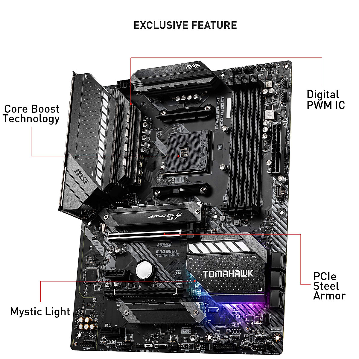 MSI MAG Tomahawk AMD B550 Socket AM4 ATX DDR4-SDRAM Motherboard