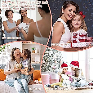 Travel Jewelry Case, Monogram Jewelry Organizer Travel Jewelry Box w Mirror Birthday Gifts for Women Mom Girls, Travel Essentials Ring Necklace Earring Jewelry Holder Organizer Preppy Stuff (A)