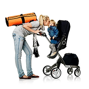 Stokke PramPack, Black & Orange - Protects Your Stroller While You Travel - Lightweight - Rolls Up for Easy Storage - Fits Most Strollers on the Market