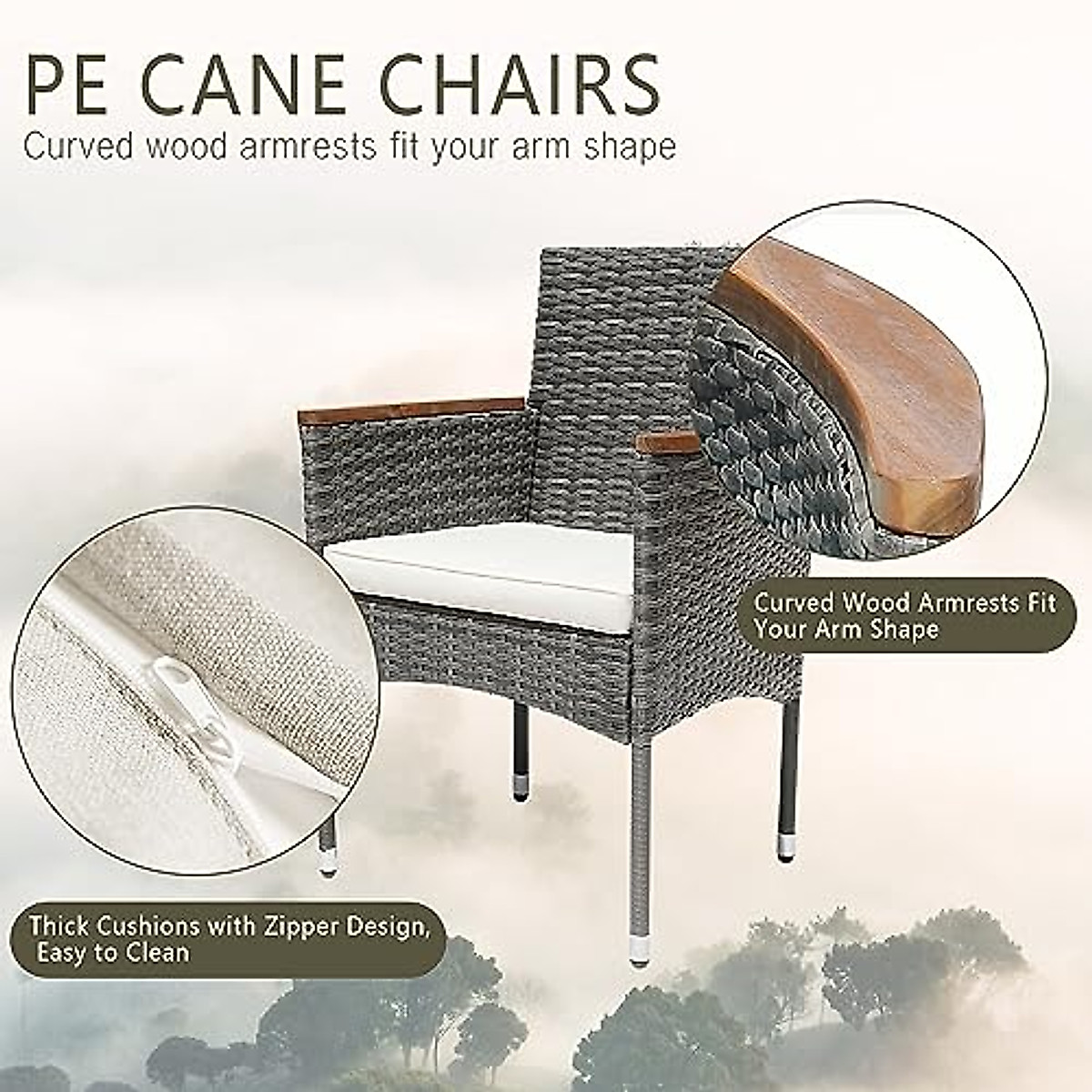 ARTBUSKE 7 Piece Outdoor Furniture Patio Table and Chairs Set of 6 Outdoor Dining Set for 6 Patio Dining Sets Back Yard Furniture Set for Outside Patio Garden Poolside