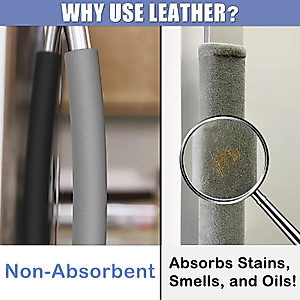 Metonsto Refrigerator Door Handle Covers, 5PCS, Leather Kitchen Appliance Handle Covers Keep Your Fridge Microwave Oven Stove Dishwasher Clean, Save Your Time, Trimmable and One Size Fits All (Gray)