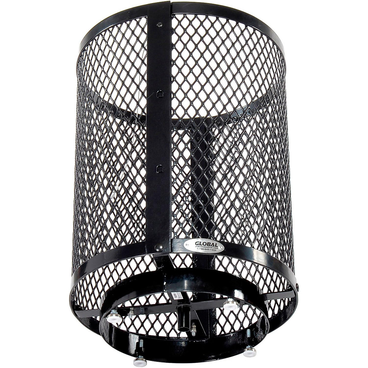 Global Industrial 32 Gallon Deluxe Thermoplastic Mesh Receptacle w/Dome Lid & Base, Black