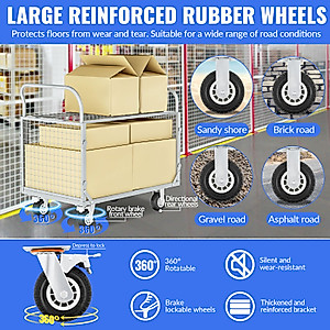 Platform Truck Cart with Cage,5in1 Heavy Duty Flatbed Cart, Foldable Hand Truck Flat Cart, Load 2500LB with 4 Swivel Casters,Multi-Functional Push Cart for Grocery, Laundry, Shelving, Pantry