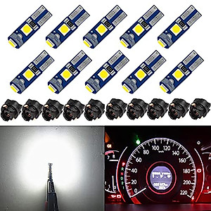 BlyilyB 10-Pack T5 37 74 LED Bulb With Twist Lock Socket PC74 PC37 Dashboard Instrument Panel Gauge Cluster Light