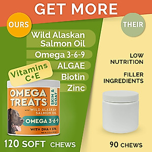 PawfectCHEW Fish Oil Omega 3 for Dogs - Allergy Relief - Joint Health - Itch Relief, Shedding - Skin and Coat Supplement - Alaskan Salmon Oil Chews - Omega 3 6 9 - EPA & DHA Fatty Acids
