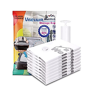 WellMall Vacuum Sealer Bags Seal - Space Saver Vacuum Storage Bags, Vacuum Storage Bags Sealed for Clothing, Clothes, Blanket & Comforter, Great Companion for Travel (8 Pack Large)
