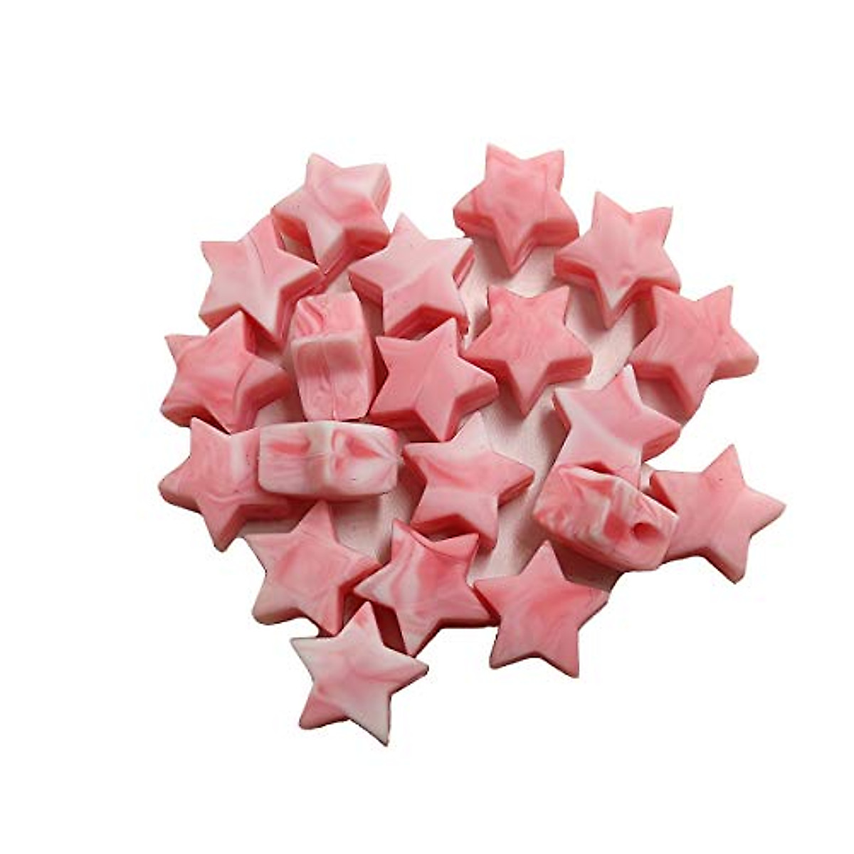 Alenybeby 30pcs Silicone Stars Pearl Beads 14mm Mini Cute Silicone Star Bead for Keychain DIY Mom Beading Making Jewelry Necklace Accessories