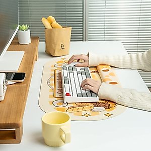 GeekShare Cute Bakery Cat Wrist Rest Support Mouse Pad Set- Non-Slip Base and Lightweight Memory Foam Wrist Rest Desk Mat for Keyboard and Mouse, Perfect for Gaming,or Home Office Work