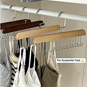 Fving 2 Pack Belt Hanger for Closet, Wood Belt Rack Closet Hanging Accessories Ties Scarves Camisole Bar Hat Organizer for Closet Women Men Bedroom Organizers and Storage Wooden