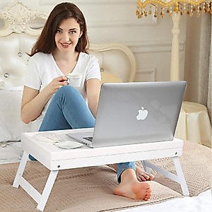 Bed Tray Table Breakfast Food Tray with Folding Legs Kitchen Serving Tray for Lap Desks