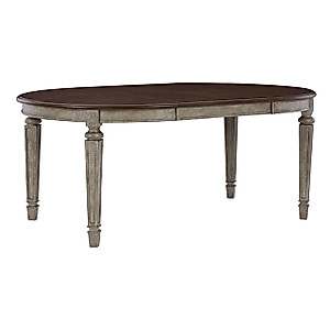 Signature Design by Ashley Londenbay Classic Farmhouse Oval Dining Room Extension Table, Brown & Gray