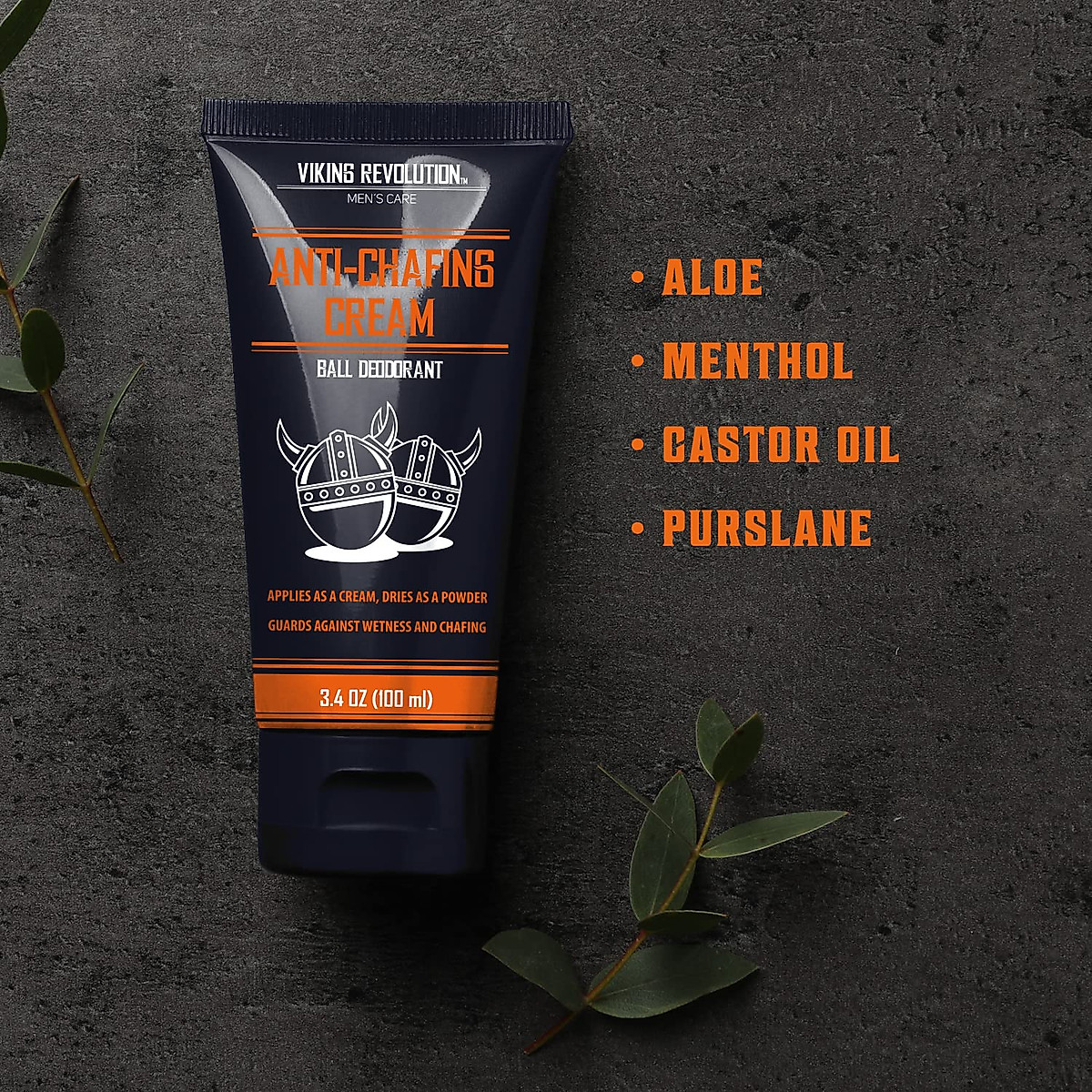 Viking Revolution Balls Deodorant for Men with Aloe Vera and Purslane - Groin Deodorant for Men Talc Free - Quick Drying Ball Cream for Men - Crotch Deodorant for Men Anti Chafing Cream for Men 3.4oz