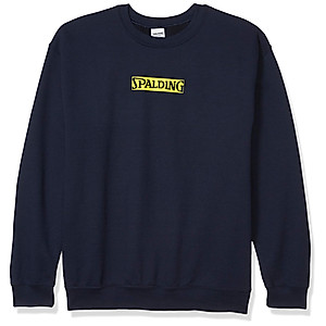 Spalding Men's Brand Logo Crew Neck Cotton Fleece Sweatshirt, Peacoat, M