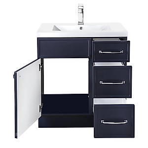 Cutler Kitchen and Bath Manhattan 30" Wood/Marble Bathroom Vanity - White