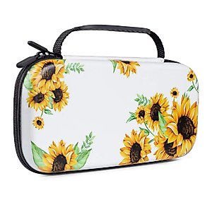 Lokigo Carry Case Compatible for Nintendo Switch/Switch OLED, Protective Travel Switch Carrying Case for Boys Girls with 16 Game Card Slots for Console & Accessories, Sunflower
