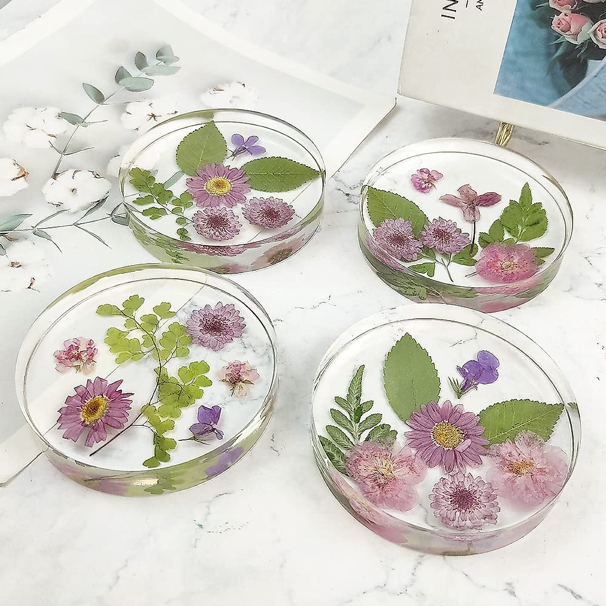 RESINWORLD 6-Cavity Deep Round Coaster Molds, 4 Inches Coaster Silicone Molds for Epoxy Resin, Coaster Resin Molds for Flower Bouquet Preservation