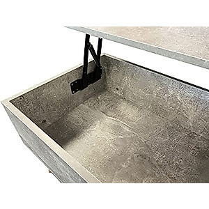 Aline Lift-Top Convertible Coffee Table with Wooden Legs (Gravel Grey)