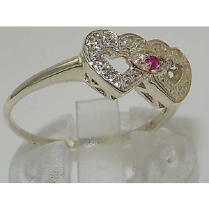 LetsBuyGold 925 Sterling Silver Natural Ruby Womens Sweetheart Ring - Sizes 4 to 12 Available