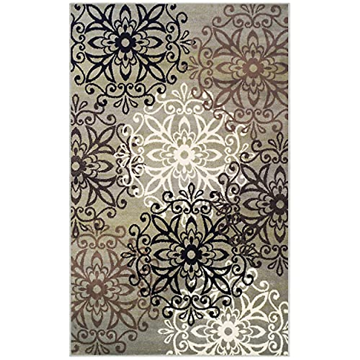 Superior Indoor Large Area Rug for Bedroom, Living/ Dining Room, Entryway, Office, Farmhouse Aesthetic Floor Throw, Modern Floral Geometric Decor, Jute Backing, Leigh Collection, 8' x 10', Blue