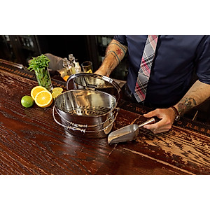 Crafthouse by Fortessa Professional Metal Barware/Bar Tools by Charles Joly, 12" x 5.25" Stainless Steel Ice Bucket with Handle and Drain Tray, Silver